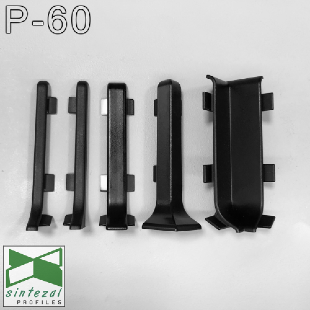 Чорний алюмінієвий плінтус для підлоги, висота 6 см. | Sintezal P-60B